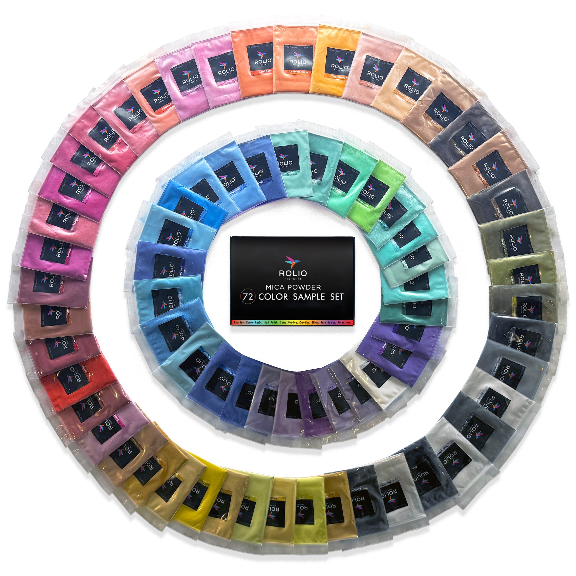 Mica Powder 72 Color Sample Set - 5g Bags – Rolio Pigments